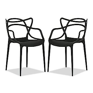 Aron Living Monte 18" Mid-Century Plastic Dining Chairs in Black (Set of 2)