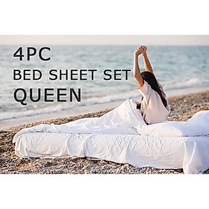 Safdie & Co. Bedding Bed Sheet 4 Piece Queen Breathable Hotel Cozy Comfy Hypoallergenic Microfiber - Deep Pockets - Wrinkle, Fade Shrinkage Resistant - Sheets & Pillowcases Plaid Deer, Gray