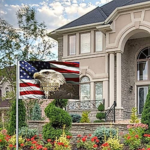 God Bless America Outdoor Flags, American Bald Eagle 3X5 Foot Flag,Patriotic 4th of July Independence Day Garden Decorations,Fade Resistant Yard Flag for Patio,Lawn