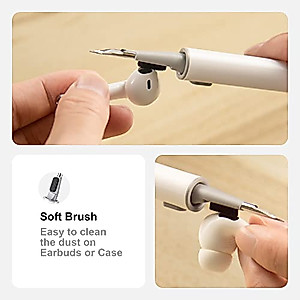 Cleaner Kit for Airpods Pro 1 2 3 Multi-Function Cleaning Pen with Soft Brush Flocking Sponge for Bluetooth Earphones Case Cleaning Tools White