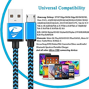 Aioneus Micro USB Cable Fast Android Cord Charger Cable 4Pack [2FT, 3FT, 5FT, 6FT] Cable Charging Cord for Samsung Galaxy S7 Edge S6 S5 J3 J3V J5 J7 J7V Note 5, LG K40 K22 K20, Tablet, PS4, Kindle