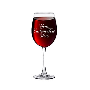 TEEAMORE Personalized Wine Glass Add Your Name Text Valentiness Day Birthday Anniversary Laser Engraved Stemmed Wine Glass 16oz