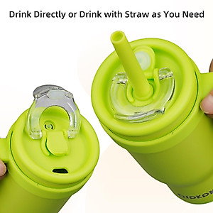 BJPKPK 18 OZ Insulated Travel Tumbler with Handle and Straw, Stainless Steel Water Bottle, Double Wall Vacuum Insulated Mug, for Work, Car, Travel, Bright Green