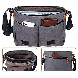Estarer Messenger Bags for Men Women,13-14 Inch Laptop Water Resistant Shoulder Crossbody Bookbag Canvas Satchel