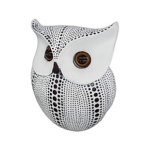 Artgenius Dots Owl Statue,Small Animal Owl Figurines for Home Office Decor (White)
