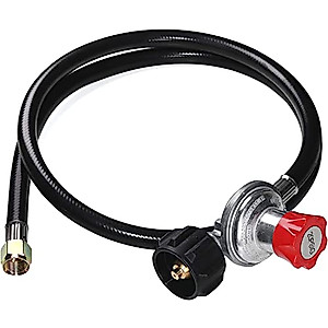DOZYANT 5 feet 0-20 PSI Adjustable High Pressure Propane Regulator with Hose for QCC1/Type1 Propane Tank Cylinder Fits for LP Gas Grill Turkey Fryers Patio Heaters and More Appliances-Safety Certified