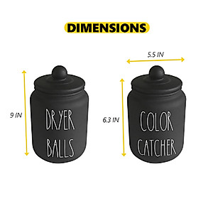 Laundry Room Organization Jars with Labels, Glass Containers for Laundry Detergent Laundry Powder, Farmhouse Laundry Pods Storage Organizers, Laundry Soap Dispenser, Scent Booster Holder(Black)