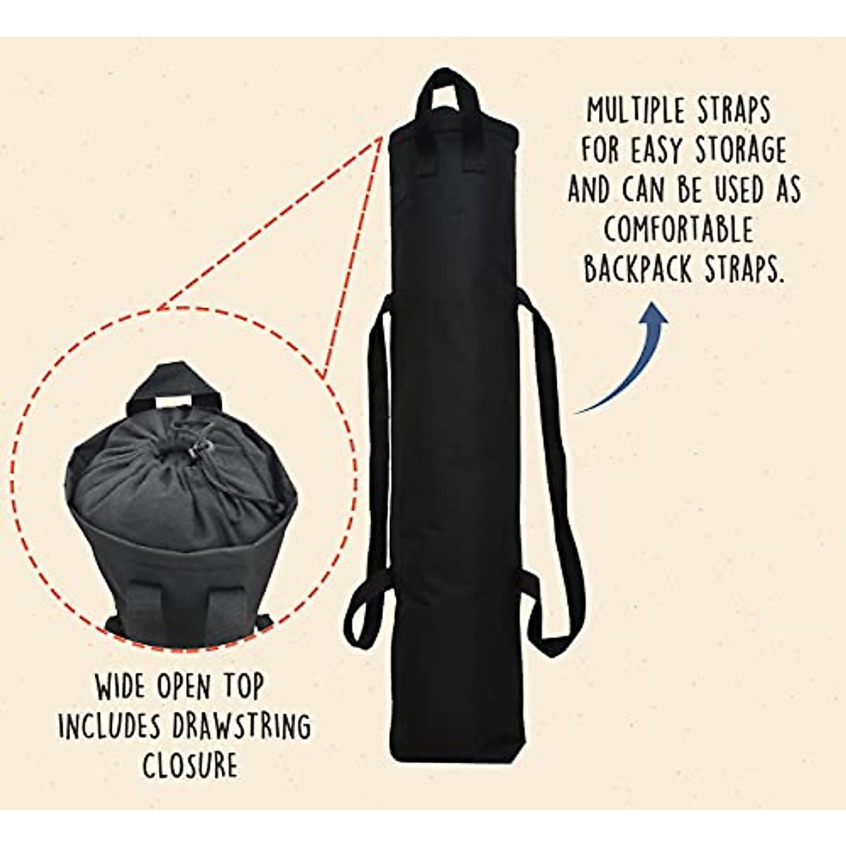 NGIL Black Camping Chair Replacement Bag Chair Carry Bag with Non Adjustable Strap and Wide Drawstring Opening (Replacement Bag Only) Please Read Description for Full Details