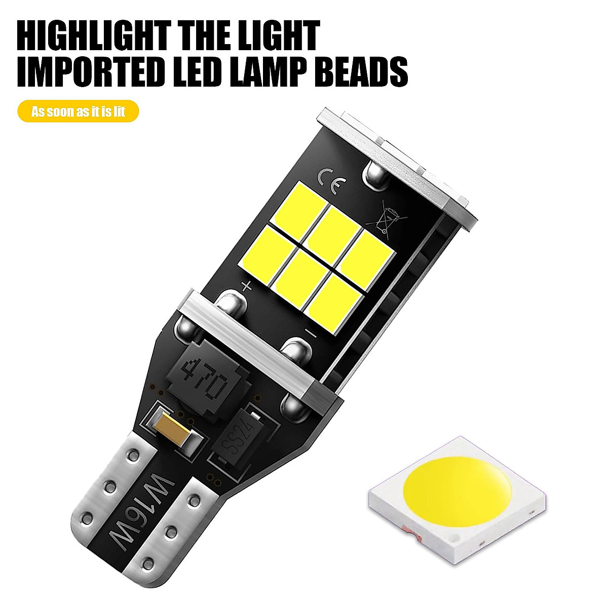 gunhunt 2 PCS Car Illumination Lights, T15 Reverse Light, Super Bright LED Bulb, High Power Decoding 3535 Chip Bulbs, Extremely Super Bright, Universal Bulbs Replacement (White Light)