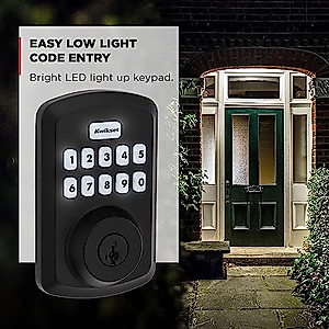 Kwikset Powerbolt 250 10-Button Keypad Matte Black Transitional Electronic Deadbolt Door Lock, Featuring Convenient keyless Entry, Customizable User Codes and auto Locking