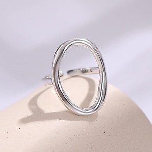 Loqimu 6 Pack Silver Midi Rings Stainless Steel Stackable Rings for Women Open Knuckle Rings Set Wide Irregular Finger Rings for Teen Girls Hug Geometric Fashion Rings Aesthetic Jewelry Gift