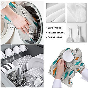 Zadaling Kitchen Towels,Mid-Century Modern Diamond Pattern 18x28 Inches Soft Dish Cloth,Cotton Tea Towels/Bar Towels/Hand Towels for Bathroom(3 Pack)