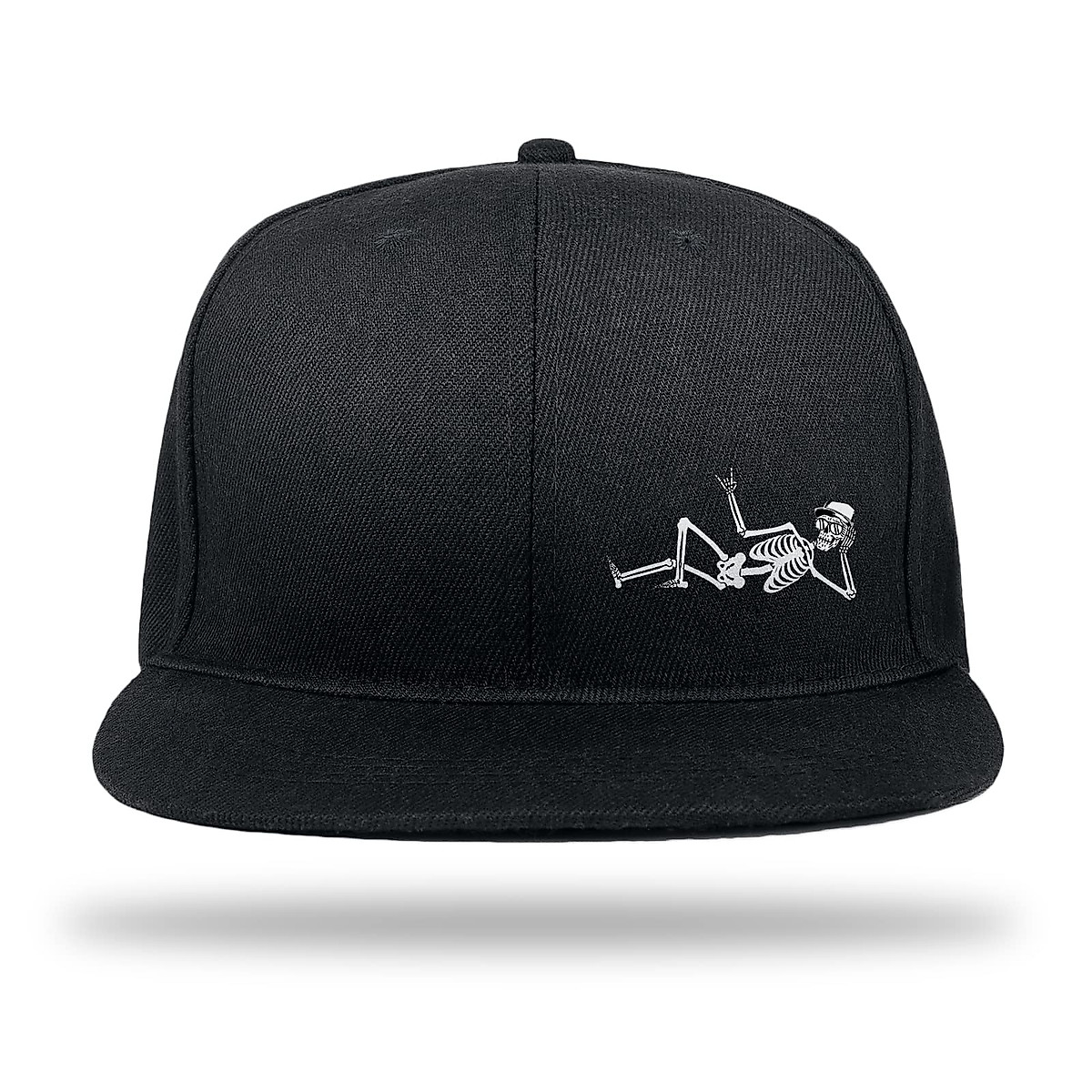 Snapback Hats for Men-Flat Bill Hats,Mens Hats Snapback,Skull Skeleton Hat,Snap Backpack Hat,Black Baseball Cap Gift for Men