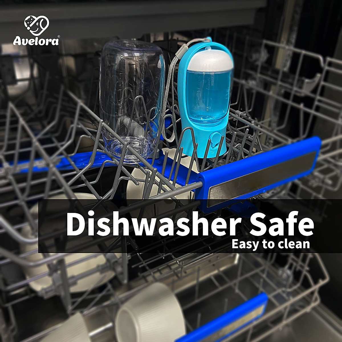 AVELORA Dog Water Bottle,Portable Pet Water Bottle with Food Container,Outdoor Portable Water Dispenser for Cat,Puppy,Pets for Walking,Hiking,Travel,Puppy Essentials,Dog Stuff(10oz)