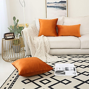 Home Brilliant Velvet Lumbar Pillow Cover for Car Chair Oblong Orange Pillow Cover for Office Lounge Nursery, Set of 2, 12 x 20 Inches(30x50cm), Copper