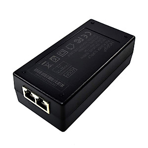 HQRP 48V POE Injector IEEE 802.3AT Compatible with Mitel 5300 Series 5330 5330e 5340 5340e 5360 5312 5324 5320 IP Phone + HQRP Euro Plug Adapter