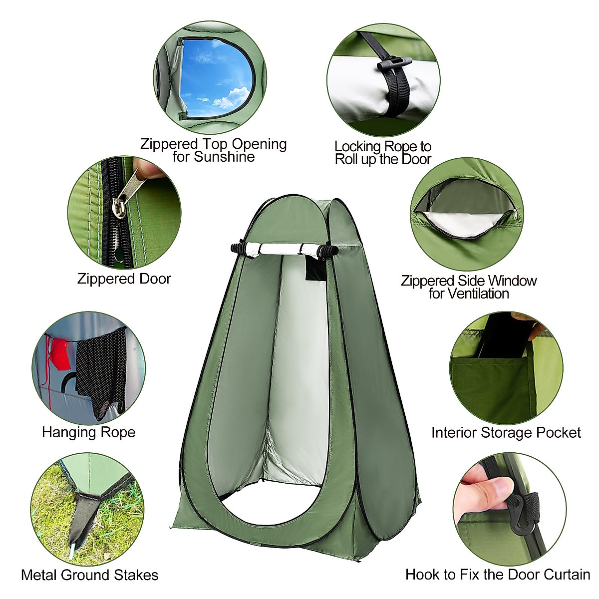 Portable Pop up Privacy Tent, Outdoor Camping Shower Tent with Carry Bag, Camp Toilet Changing Room for Hiking Picnic Fishing Beach, Lightweight, Easy Set up and Sturdy