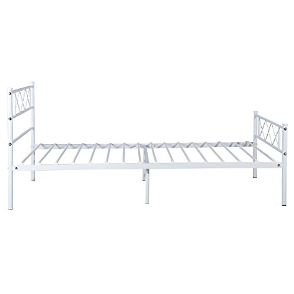 SimLife Metal Platform Bed Frame with Two Headboards Mattress Foundation/Slat Support/No Box Spring Needed, White Twin