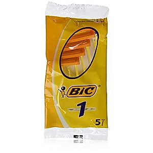 Bic Disposable Razor Shavers Normal Single Blade 5 Count (Pack of 12)
