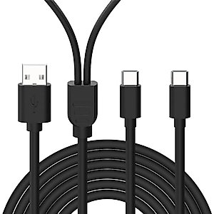 Geekria QuickFit Console Charging Cable, Charger Cord for PS5 Dualsense Controller, Y-Splitter USB C Fast Charger Cable, 2 in 1 Multiple Charger Cord for Playstation 5 / Xbox Series X (10FT)