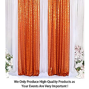 Sequin Backdrop Curtain Orange 2FTx7FT 2 Pack Sequin Fabric Backdrop Drapes Christmas Backdrop for Photography 60x215cm Orange Wall Backdrop for Video Studio Prop