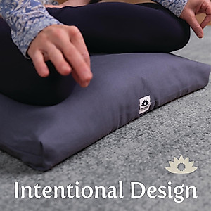 Waterglider International Zabuton, Eclipse line, Buckwheat Filled Meditation Cushion, 23" x 23" Anthracite Grey