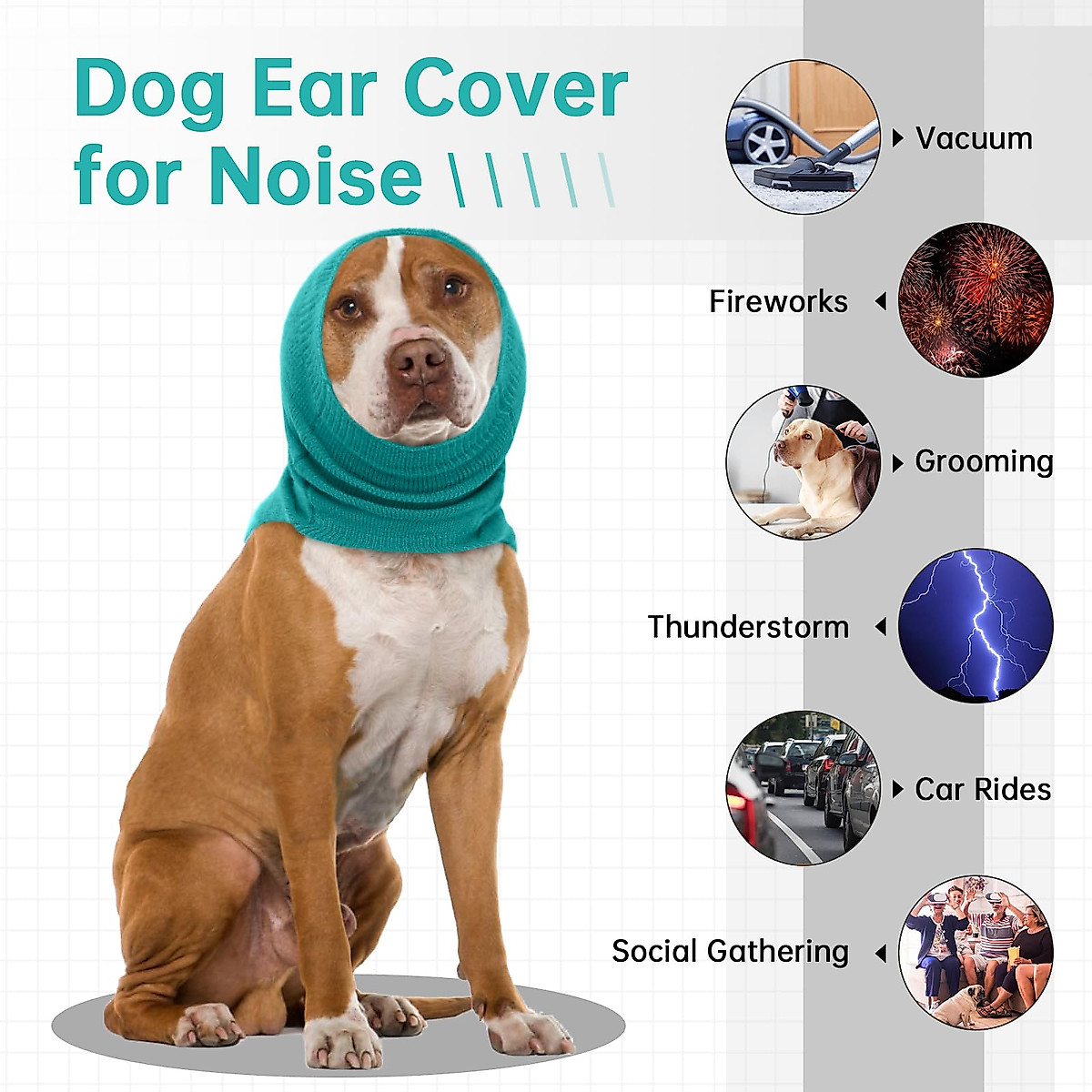 LeLePet Dog Noise Cancelling Ear Muffs Dog Ear Cover Dog Ear Muffs Noise Protection Dog Calming Hoodie for Blow Drying & Fireworks Dog Ear Cover for Anxiety Relief Ear Protection for Dogs