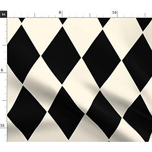 Spoonflower Fabric - Diamonds Cosmic Latte Black Large Cream Geometric Squares White Printed on Petal Signature Cotton Fabric Fat Quarter - Sewing Quilting Apparel Crafts Decor