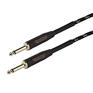 Monoprice 1/4-Inch TS Male to 1/4-Inch TS Male Instrument Cable Cord - 10 Feet - Black, 20AWG, Braided Jacket, Gold Plated - Cloth Series