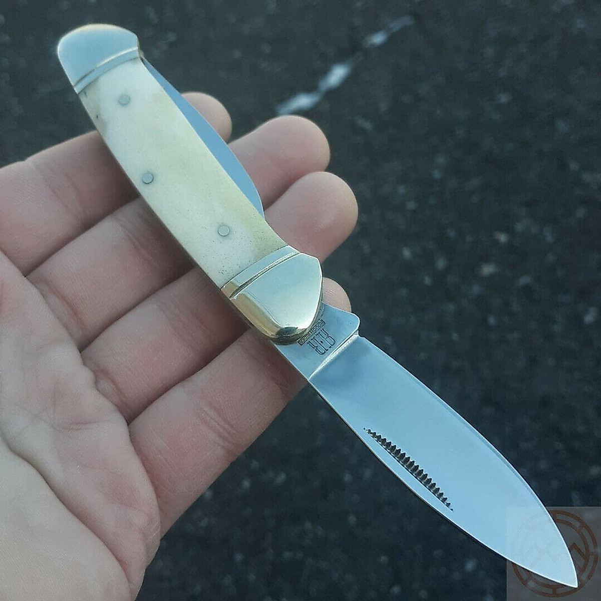 Canoe Open Folding Pocket Knife Stainless Steel Blade White Smooth Bone Handle Outdoor Survival Hunting Knife for Camping by Survival Steel