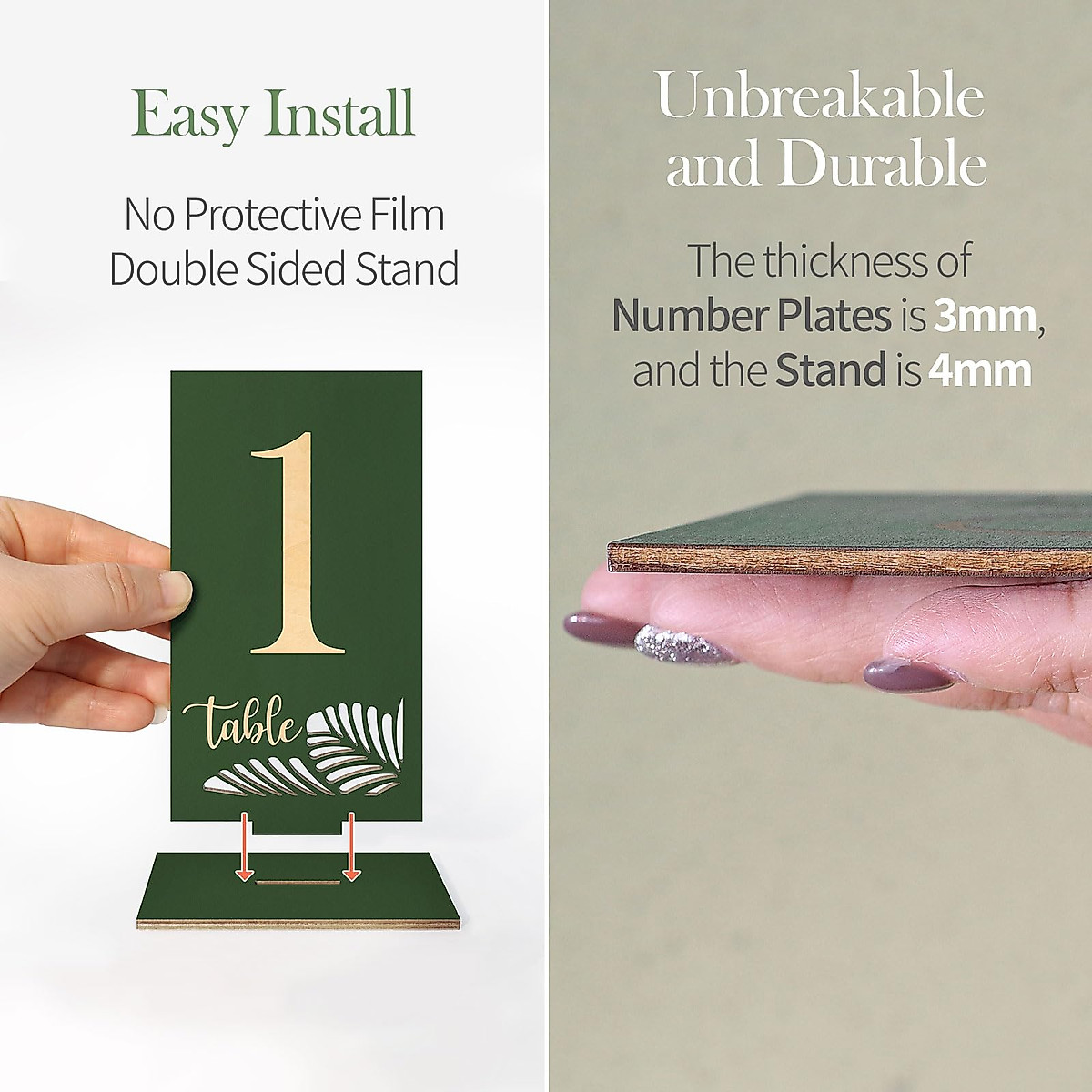 HZGUEOSTB Wooden Table Numbers 1-15,3.2x5.8 Inch Double Sided Rustic Olive Green Wedding Table Number Signs with Wooden Base,Wedding Centerpieces for Banquet Restaurant Party Decor(Olive Green, 1-15)