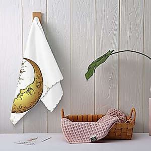 Hand Towels Boho Style Sun Moon Stars Fingertip Towel for Home Kitchen Swim Spa 12 X 27.5 Inches