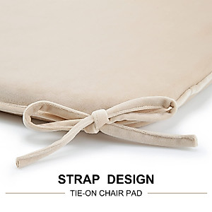 LOVTEX Chair Cushions for Dining Chairs 4 Pack - 17"x16"x1.5" Kitchen Chair Cushions - Dining Chair Pads with Ties, Khaki