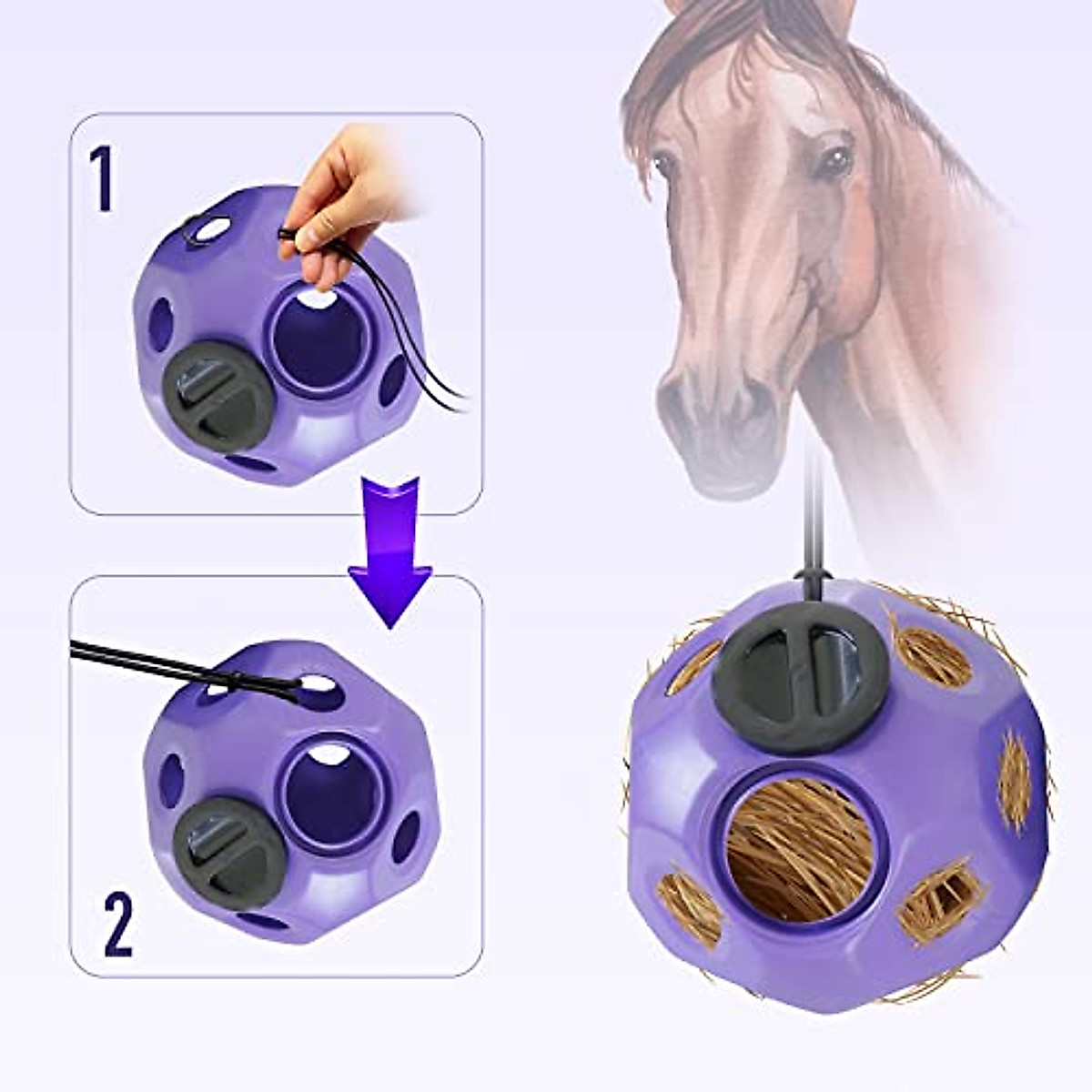 shamjina Horse Treat Ball Hay Feeding Toy Hay Feeder Ball for Horse Stable Stall, Purple