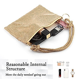 AOYUNHUI Rhinestone Hobo Bag for Women Shoulder Handbags Evening Bling Hobo Bag Evening Purse Rhinestone Clutch Purses for Women Crystal Evening Clutch Bag for Wedding Reception Prom Reunion-Gold