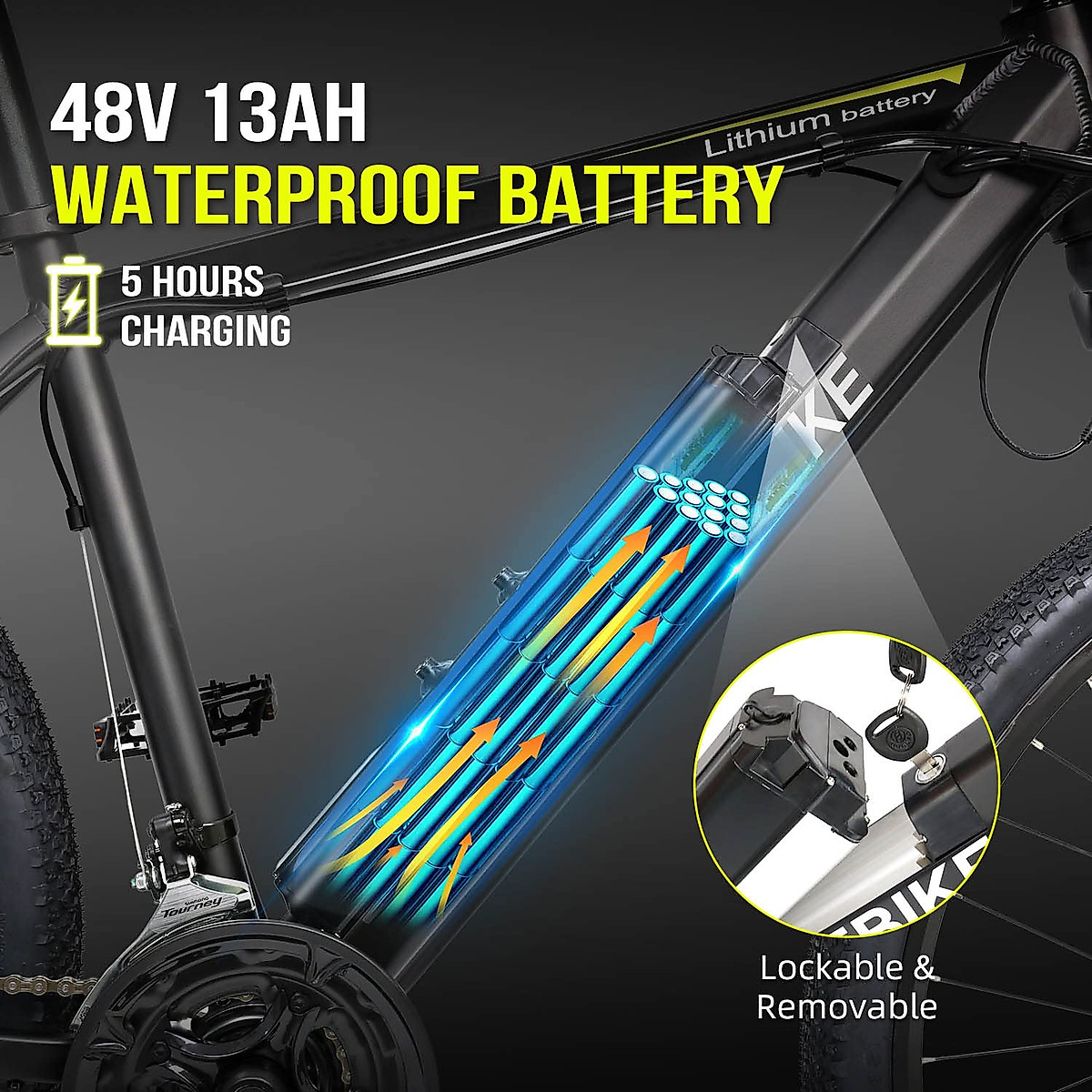 HOTEBIKE Electric Bike for Adult 750W Electric Mountain Bike 48V 13AH Removable Battery Ebike with Suspension Fork Aluminium Frame, Professional 21-Speed Gears 26"