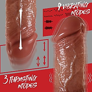 2.36" Diameter Thick Thrusting Dildo Vibrator, Huge Realistic Dildos with Thrusting and Vibration, Heating Big Anal Dildo for Advanced Players, Large Size Silicone Dildo Adult Sex Toy for Women Men