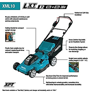 Makita XML10CM1 36V (18V X2) LXT® 21" Lawn Mower Kit with 4 Batteries (4.0Ah)