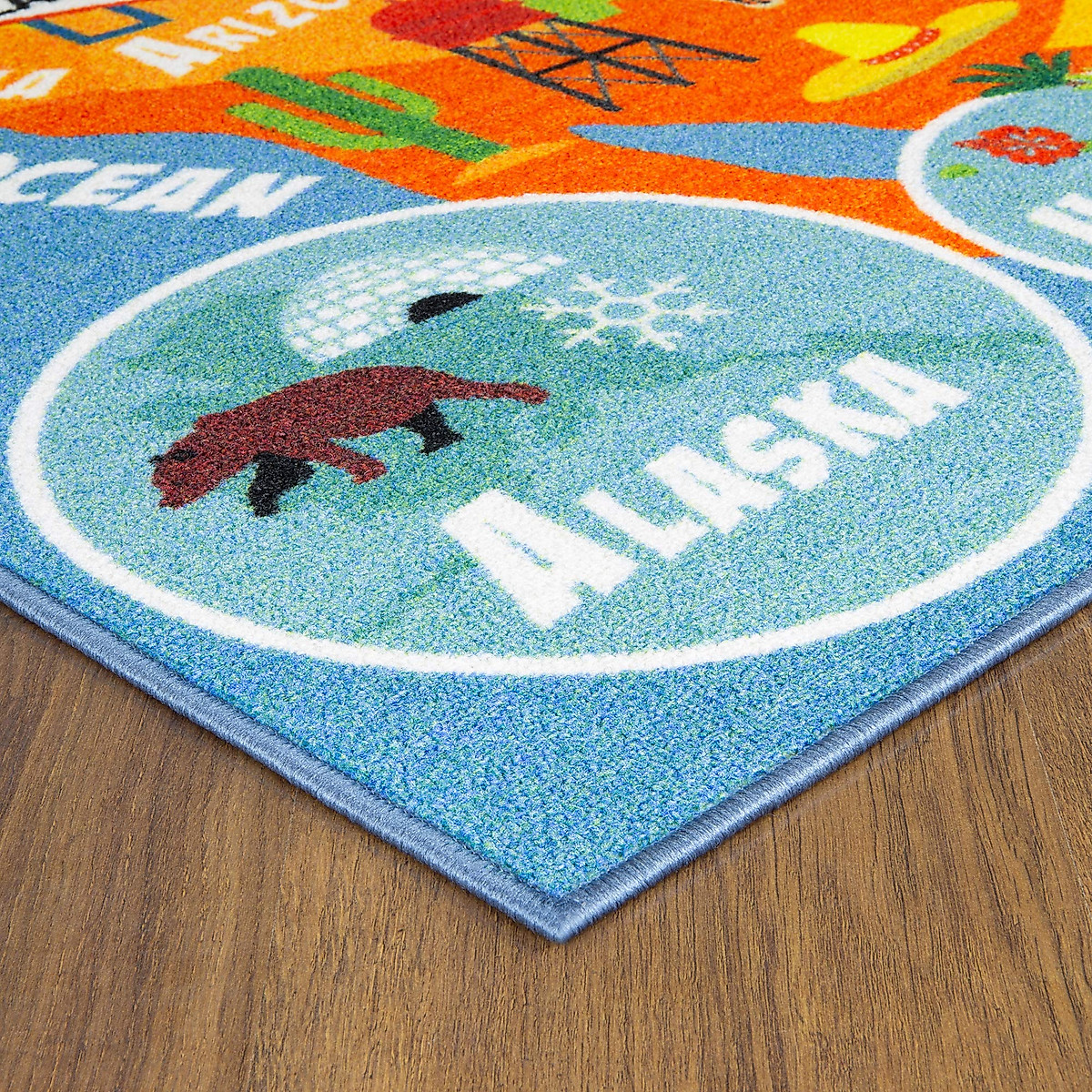 KC Cubs Playtime Collection USA United States Map Educational Learning & Game Area Rug Carpet for Kids and Children Bedrooms and Playroom (5'0" x 6'6")