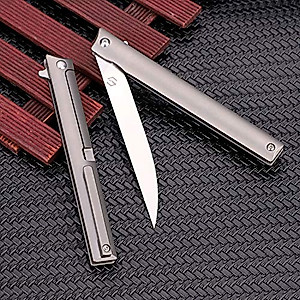 Samior GP035 Small Slim EDC Folding Pocket Flipper Knife, 3.5 Inch Bohler M390 Blade, Gentleman's Knife, Frame Lock, Titanium Handle, Pocket Clip, 1.5oz