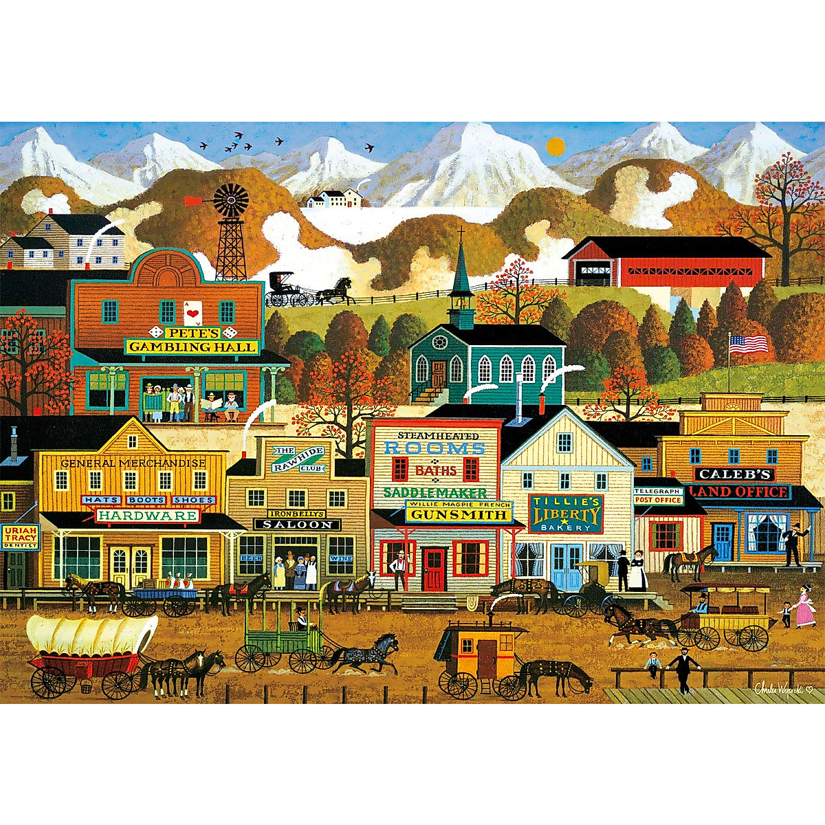 Buffalo Games - Charles Wysocki - Pete's Gambling Hall - 300 Large Piece Jigsaw Puzzle