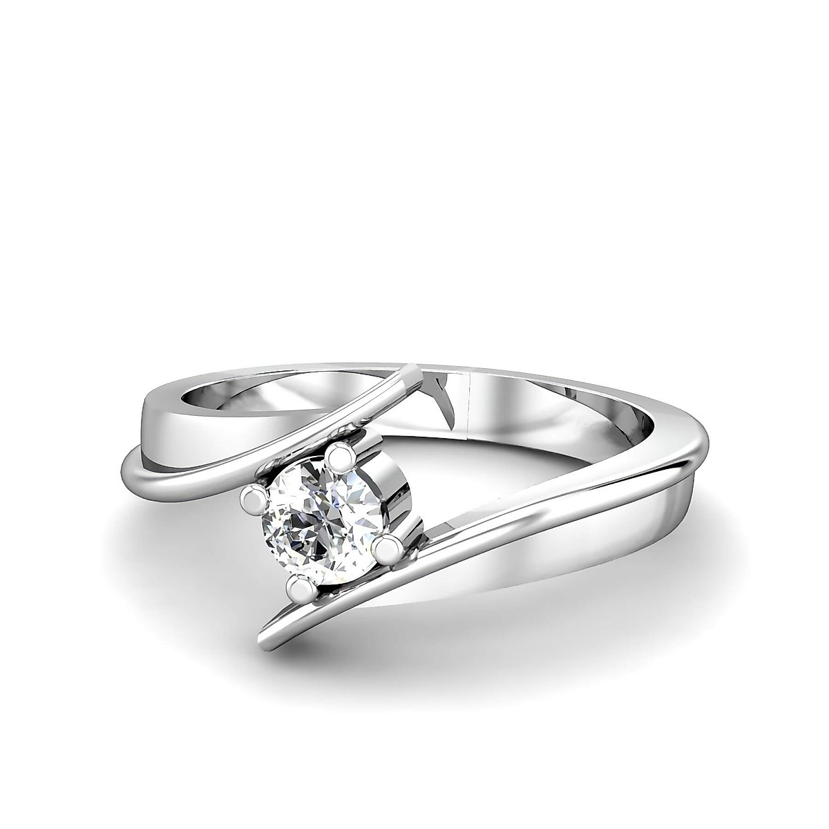 Engagement Ring 1/2 CT Round Cut Solitaire Moissanite Engagement Rings for Women 18k White Gold Free Engraving