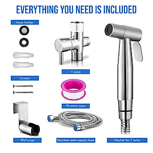 Handheld Bidet Toilet Sprayer - Stainless Steel Jet Spray for Toilets - Bathroom Bidet with Adjustable Water Pressure - Easy to Install - for Baby Cloth Diaper Cleaning & Feminine Wash