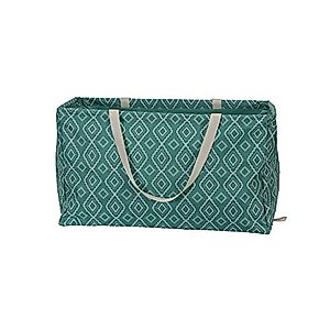 Household Essentials 2243 Krush Canvas Utility Tote | Reusable Grocery Shopping Laundry Carry Bag | Teal with White Diamonds, 22" L X 11" W X 13" H