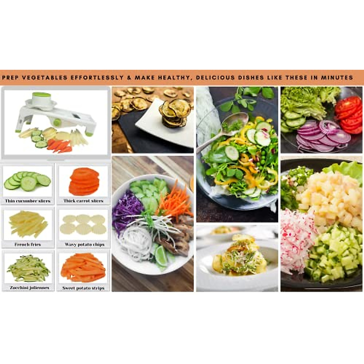 Brieftons QuickPrep Mandoline Slicer for Kitchen, Premium Quality Multi Purpose Vegetable Slicer, Cutter, Shredder, With 4 Cutting Modes, Multiple Thickness Levels to Slice, Chop, Julienne Veggies