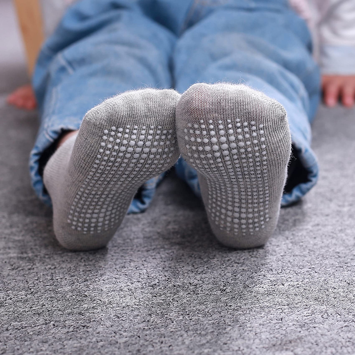 Tenpluszero 16 Pairs Non Skid Toddler Socks Anti Slip Baby Ankle Socks with Grips for Toddler Baby Boys Girls (16Pairs - Mixed Color A, 12-36 Months)