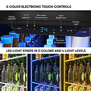 Zephyr 24 Inch Wine Fridge & Beverage Refrigerator Single Zone Full Size - Tall Wine Cooler Cellars Large Bar Drink Cabinet Freestanding with Glass Door - 266x12oz cans & 14x750 ml bottles