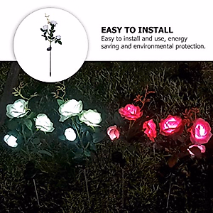 DOITOOL Decoration Lights Outdoor LED Garden Solar Flower Lights Rose Flower Lamp Stake Decorative Landscape Lights Ground Plug Light for Home Garden Lawn Way Party Decor White Outdoor Stakes