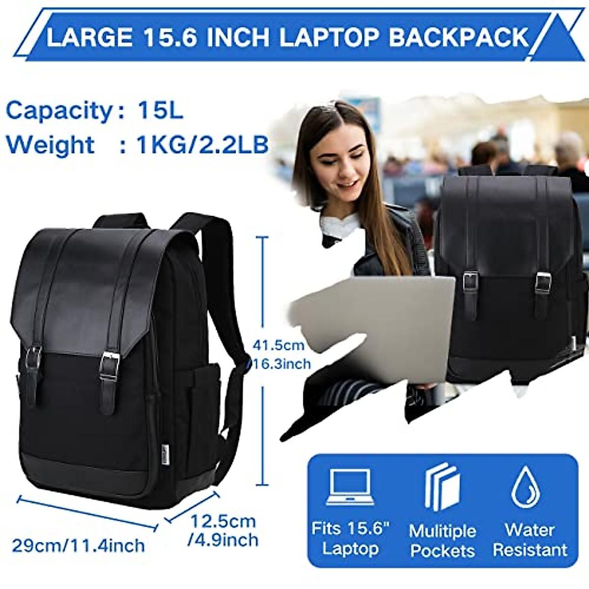 VX VONXURY Backpack for Women,15.6 Inch Laptop Bag Water Resistant Anti-theft Backpack for Work Travel Teacher