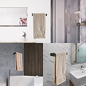 Ddtohan Towel Bar, Stainless Steel Hand Towel Rack, Bathroom Wall Mount Towel Holder (Black)